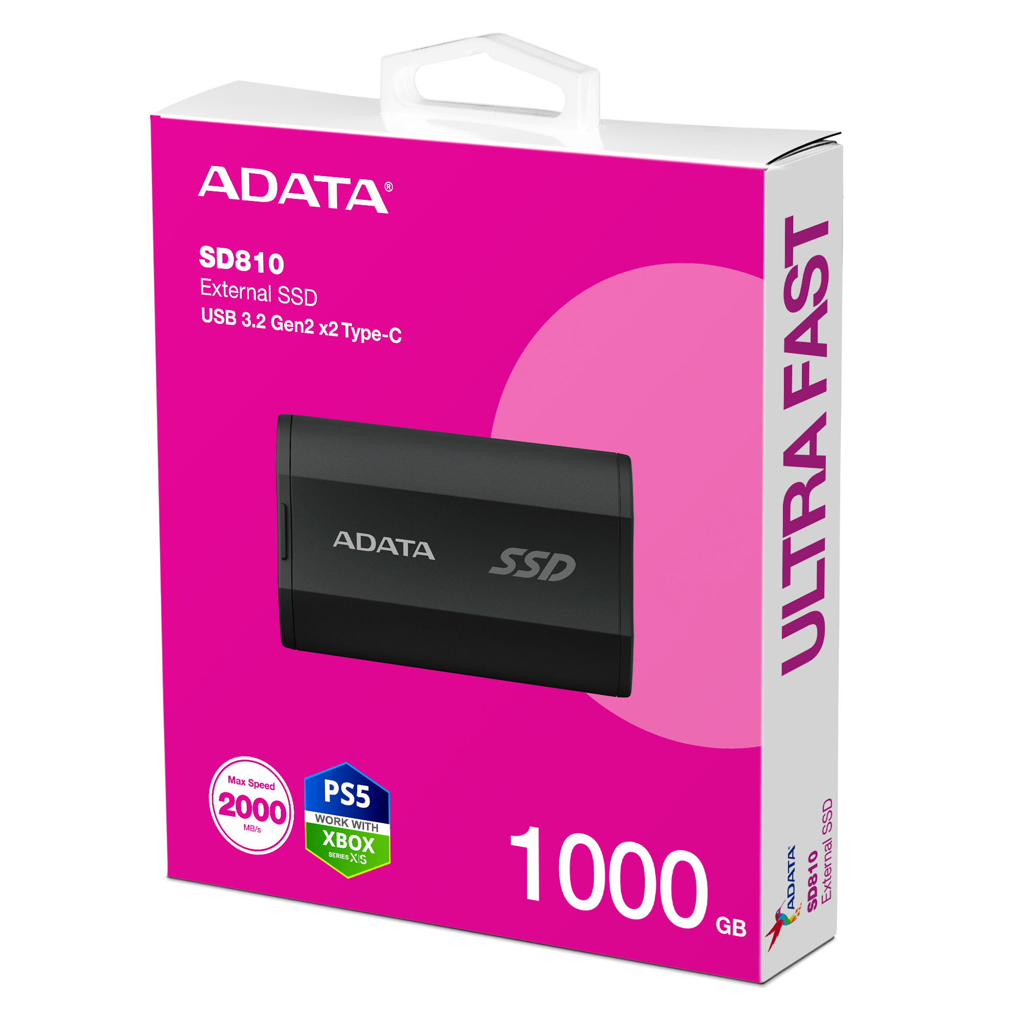 ADATA SD810 1TB Portable USB Type-C 3.2 Gen 2x2 Portable SSD - Black 黑