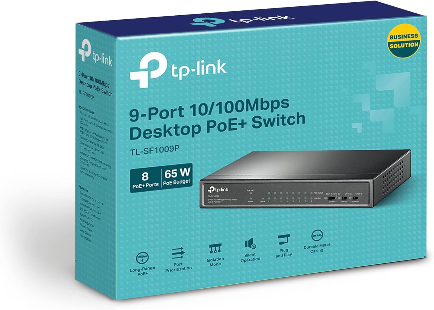 TP-Link TL-SF1009P 9 Port 10/100 Mbps Desktop Switch With 8 Port PoE+
