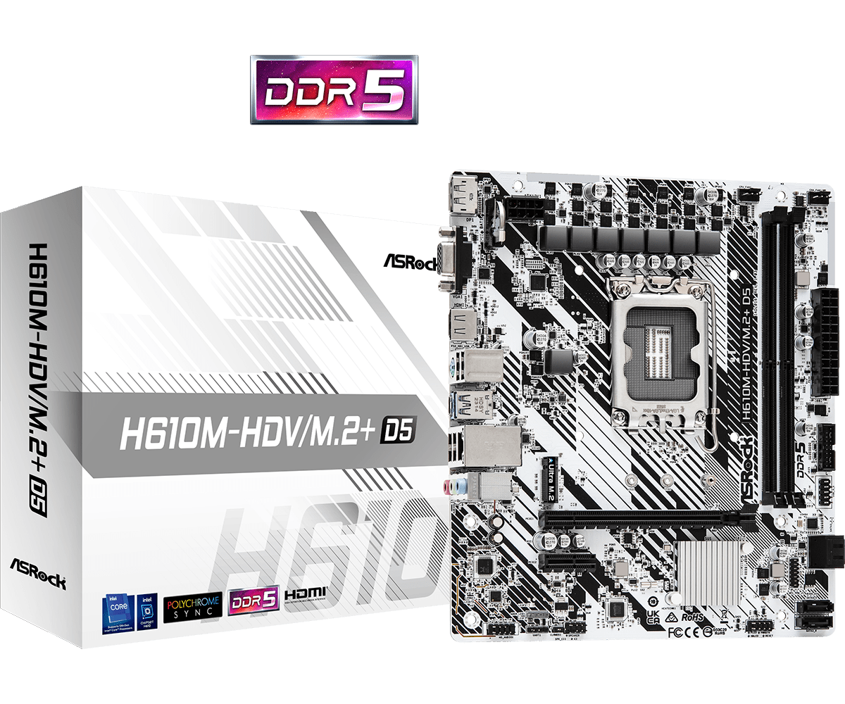ASRock H610M-HDV/M.2+ D5 DDR5,LGA 1700 mATX Motherboard