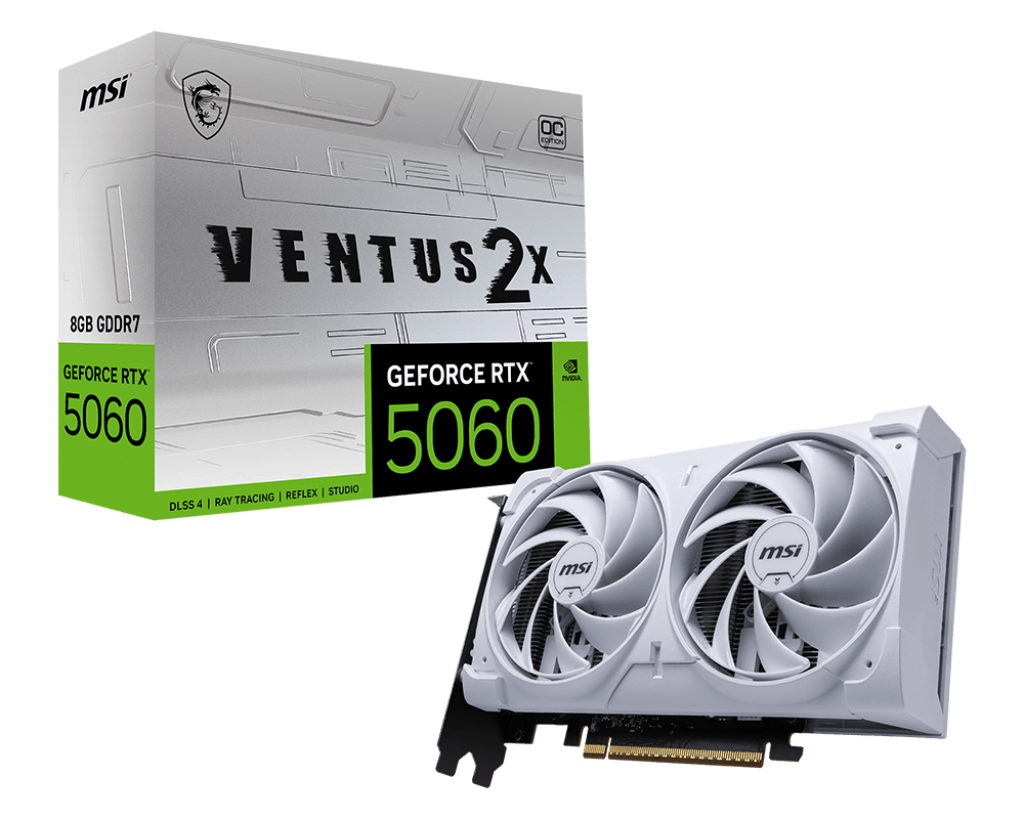 MSI GeForce Series RTX 5060 VENTUS 2X OC White 8GB GDDR7 (DI-N5060W8)