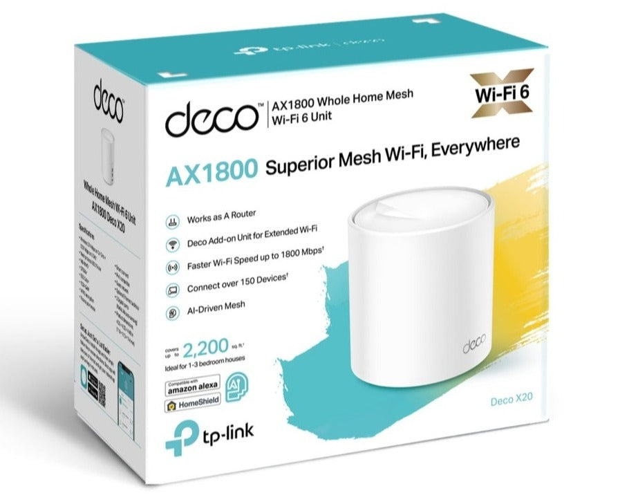 TP-Link Deco X20 (1-pack) AX1800 Whole Home Mesh Wi-Fi 6 Unit