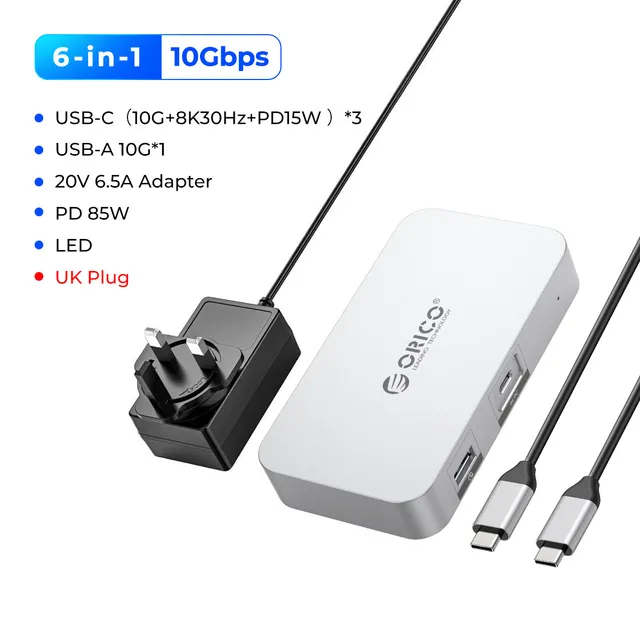 ORICO USB4 6-in-1 Type-C Desktop Docking Station with PD 85W Charging