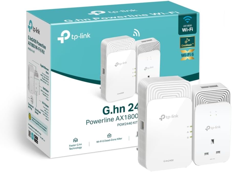 TP-Link PGW2440 KIT G.hn2400 Powerline AX1800 WiFi 6 Router Kit Powerl