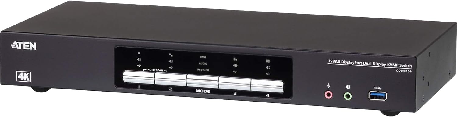 ATEN CS1944DP 4 Port USB 3.1 Gen1 True 4K DisplayPort 1.2 Dual Display