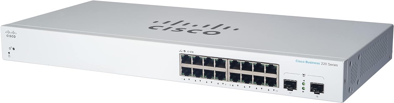 Cisco Business CBS220 16-Port Gigabit (130W PoE+) + 2-Port Gigabit SFP