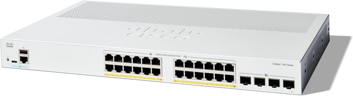 Cisco Catalyst 1300 24-Port Gigabit Ethernet + 4x10Gb SFP+ (195W PoE+)