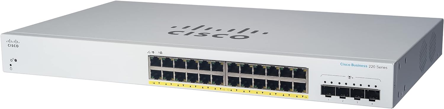 Cisco Business CBS220 24-Port Gigabit (382W PoE+) + 4-Port 10G SFP+ Up