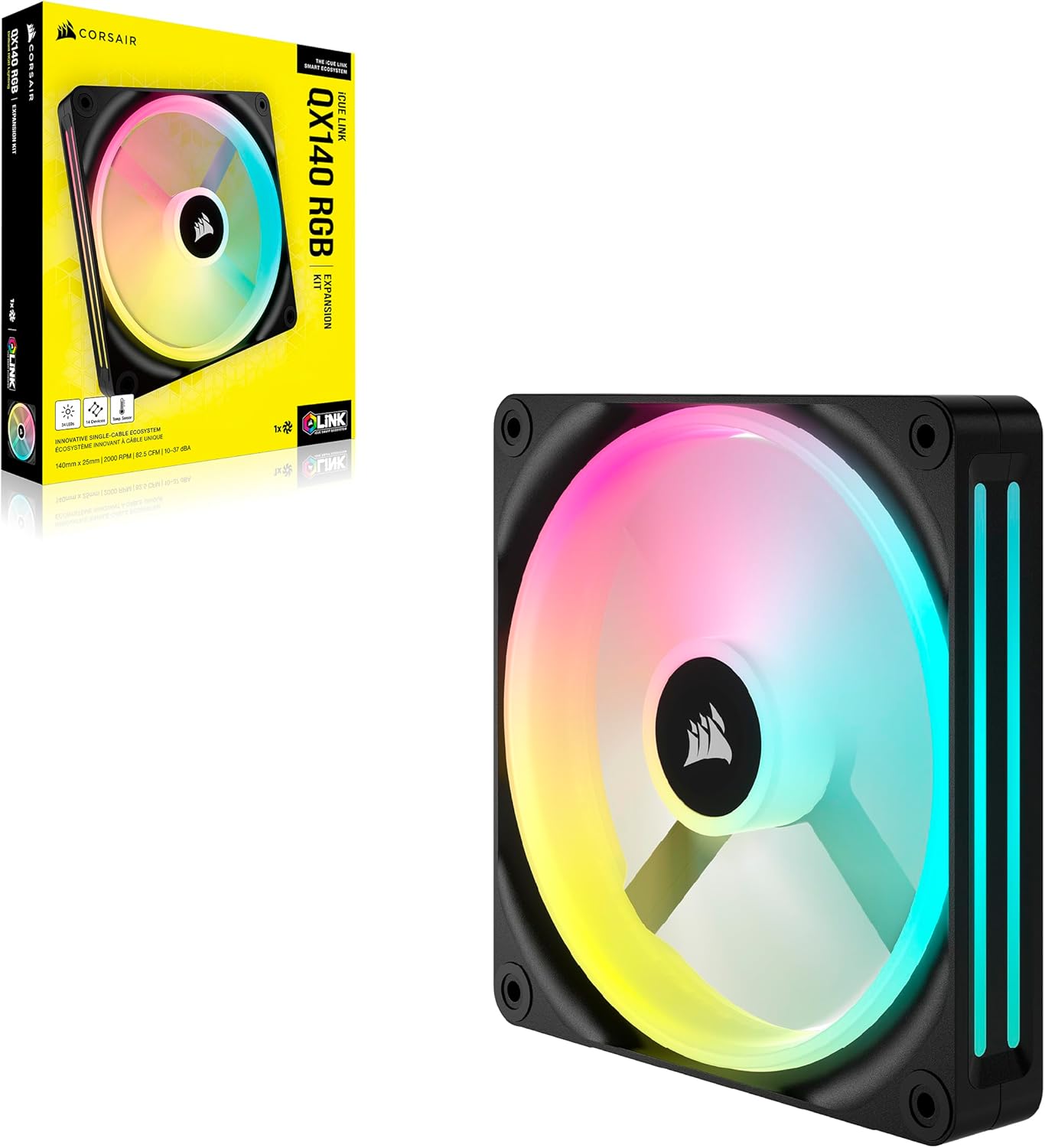 Corsair iCUE LINK QX140 RGB 140mm PWM PC Fan Expansion Kit - Black 黑色