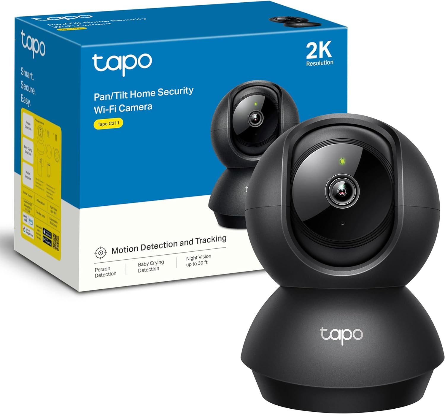 TP-Link Tapo C211 3MP 2K Pan/Tilt Home Security Wi-Fi Camera with Nigh