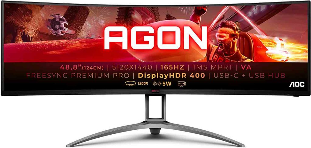 AOC 49" AGON AG493UCX2 165Hz 5K 5120x1440 DQHD VA (32:9) 曲面電競顯示器