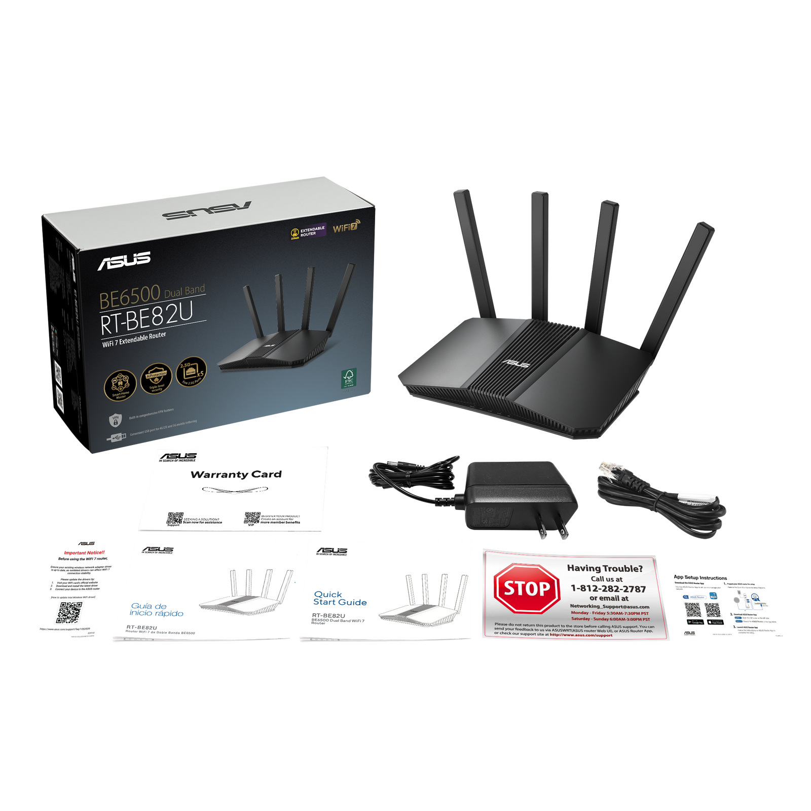 ASUS RT-BE82U Dual-Band BE6500 AiMesh WiFi 7 Router (NE-ARBE82U)