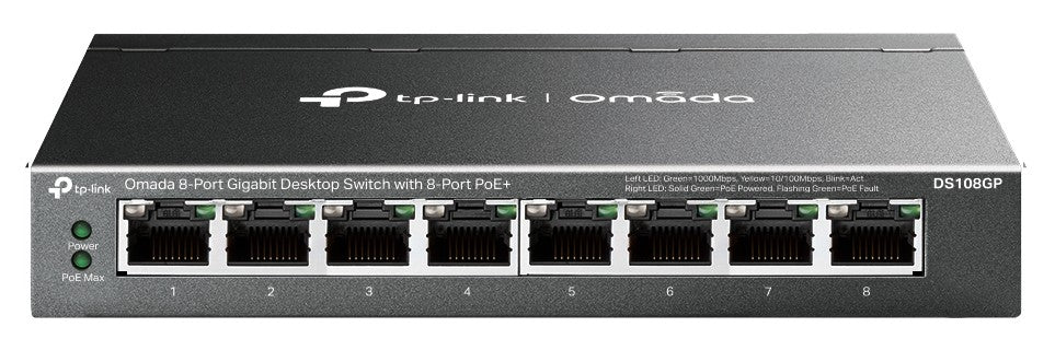 TP-Link DS108GP Omada 8-Port Gigabit Unmanaged Desktop Switch with 8-P