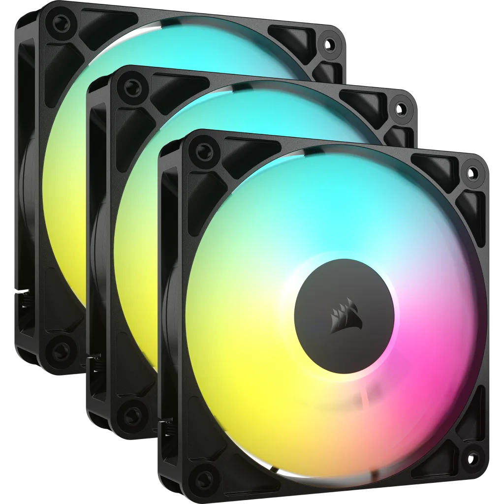Corsair RS120 ARGB Black 120mm PWM PC Case Fan Triple Fan Pack (3件裝)
