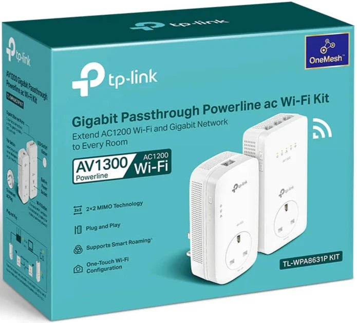 TP-Link TL-WPA8631P KIT AV1300 Gigabit Dual Passthrough Powerline AC12