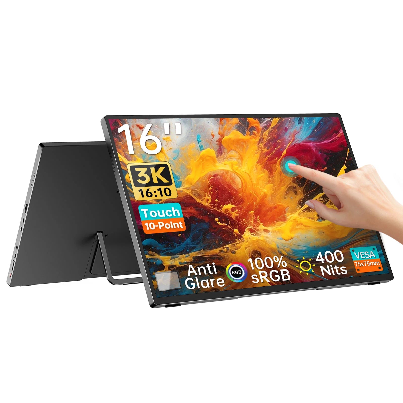 Intehill 便攜式顯示器 U16ZT 16" 3072x1920 3K 60Hz 16:10 IPS Touch 觸控式螢幕 MO-I