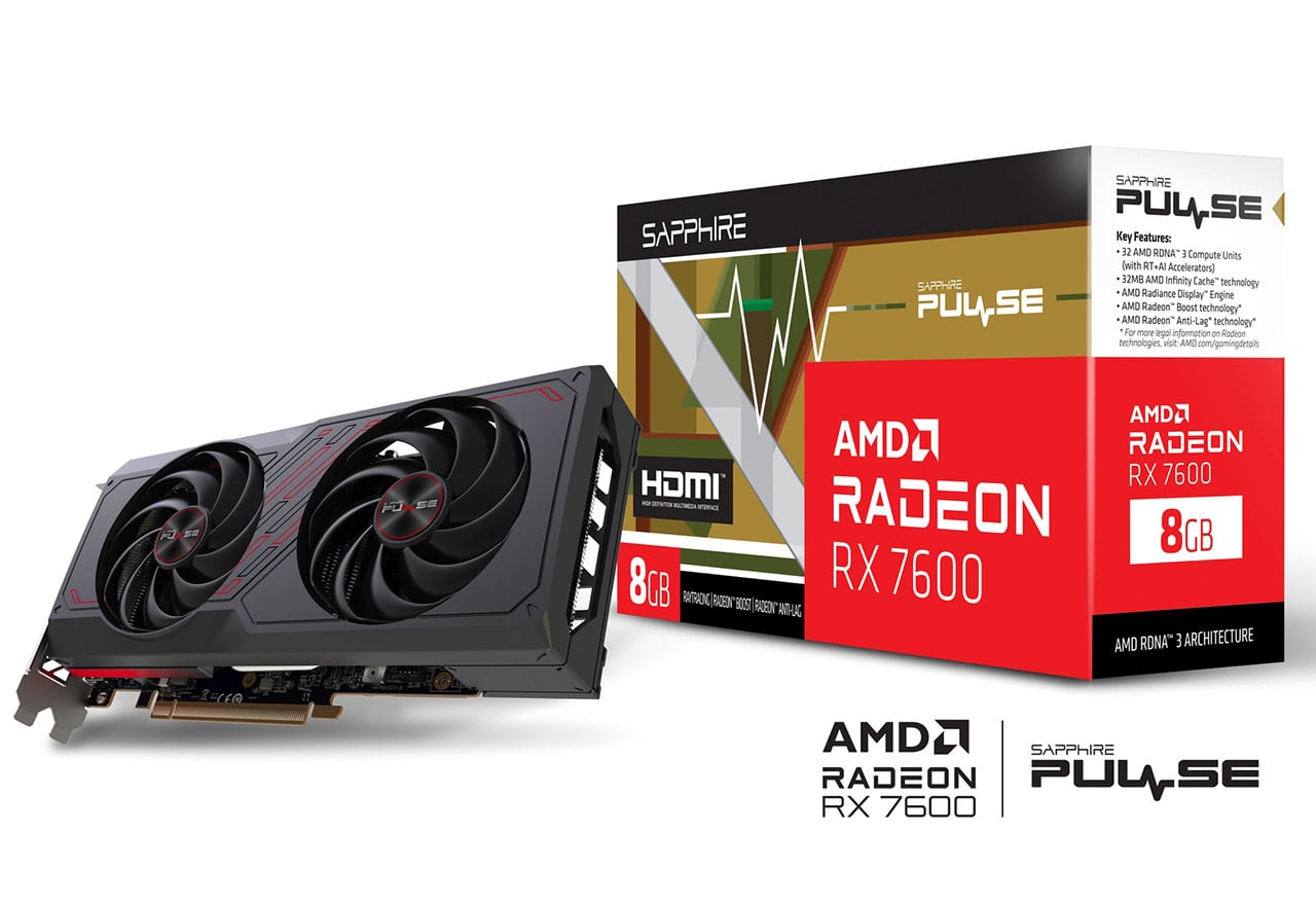 SAPPhIRE PULSE AMD Radeon RX 7600 GAMING OC 8GB GDDR6 (RX7600-PULSE-8G