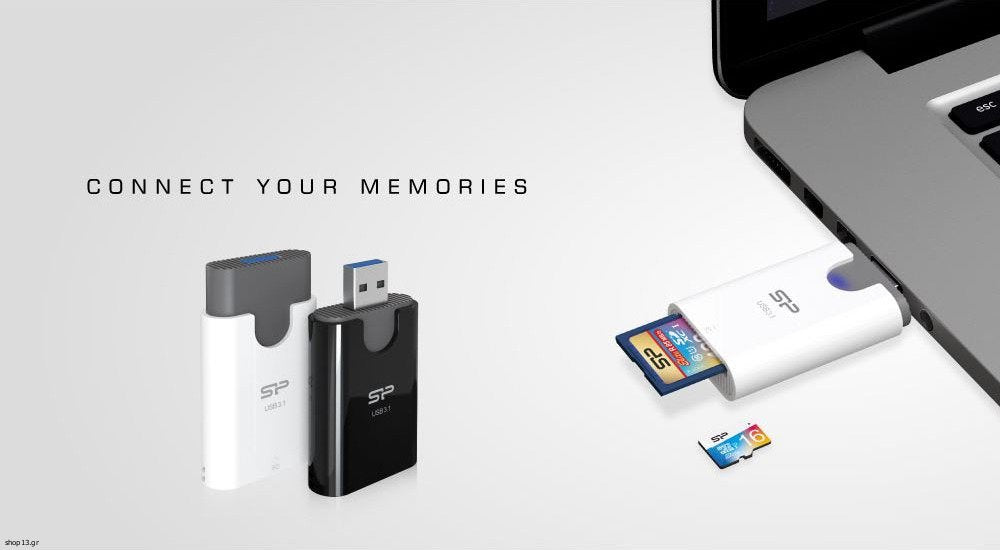 Silicon Power Combo White SD and microSD USB 3.2 Card Reader (SPU3AT5R